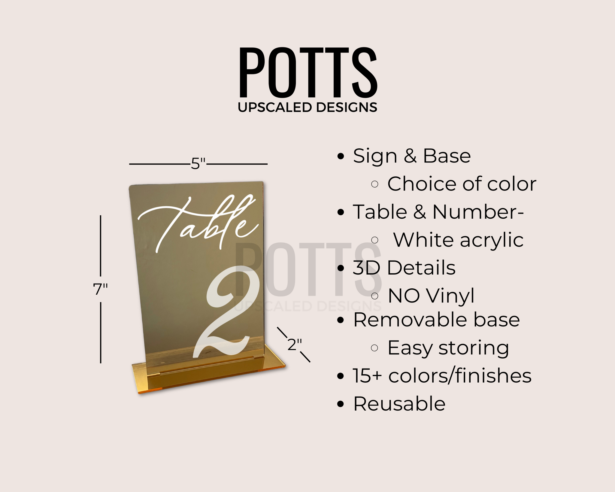 Elegant Mirror Table Numbers – Potts Upscaled Designs LLC