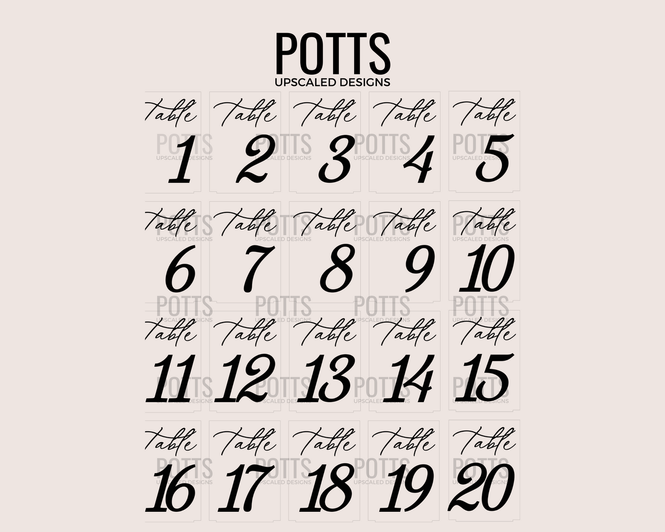 Elegant Mirror Table Numbers – Potts Upscaled Designs LLC